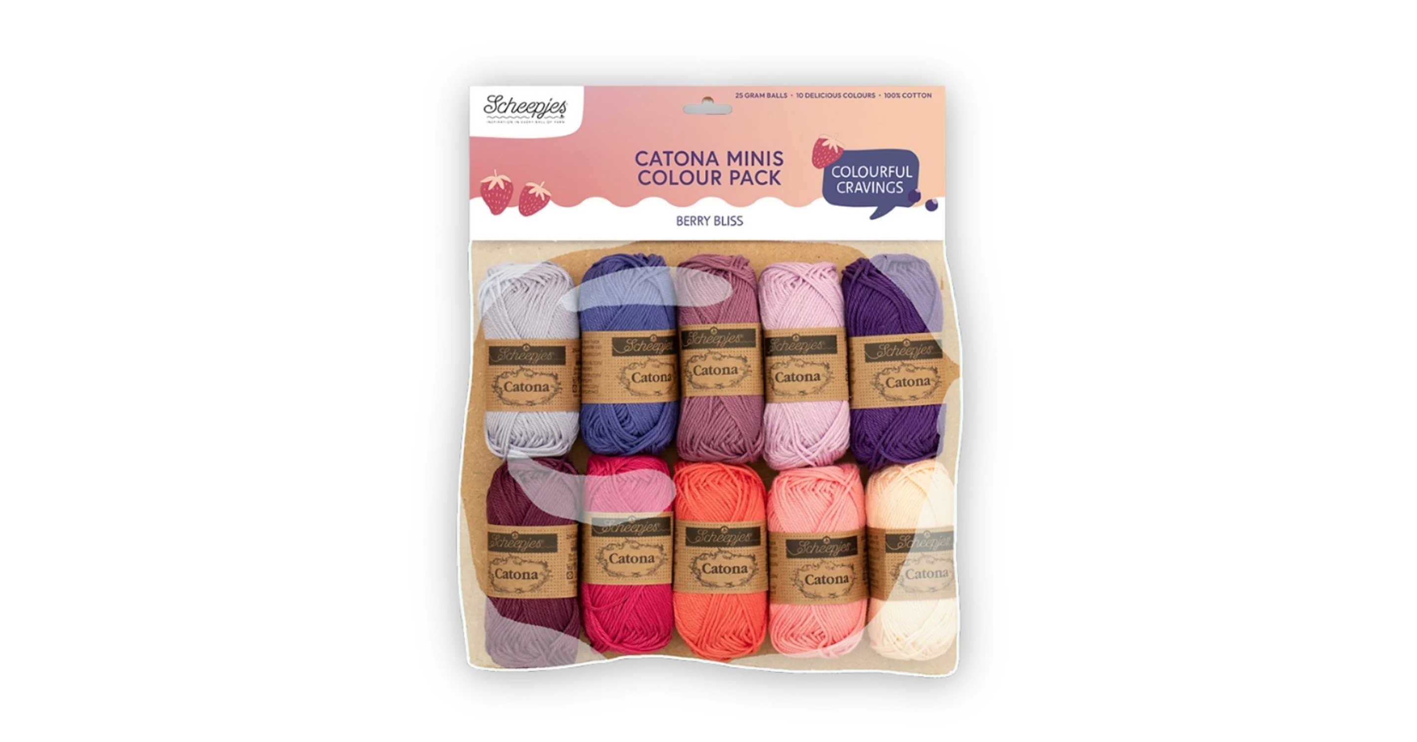 Scheepjes Catona Color Pack Berry Bliss - 10 skeins of 100% cotton yarn