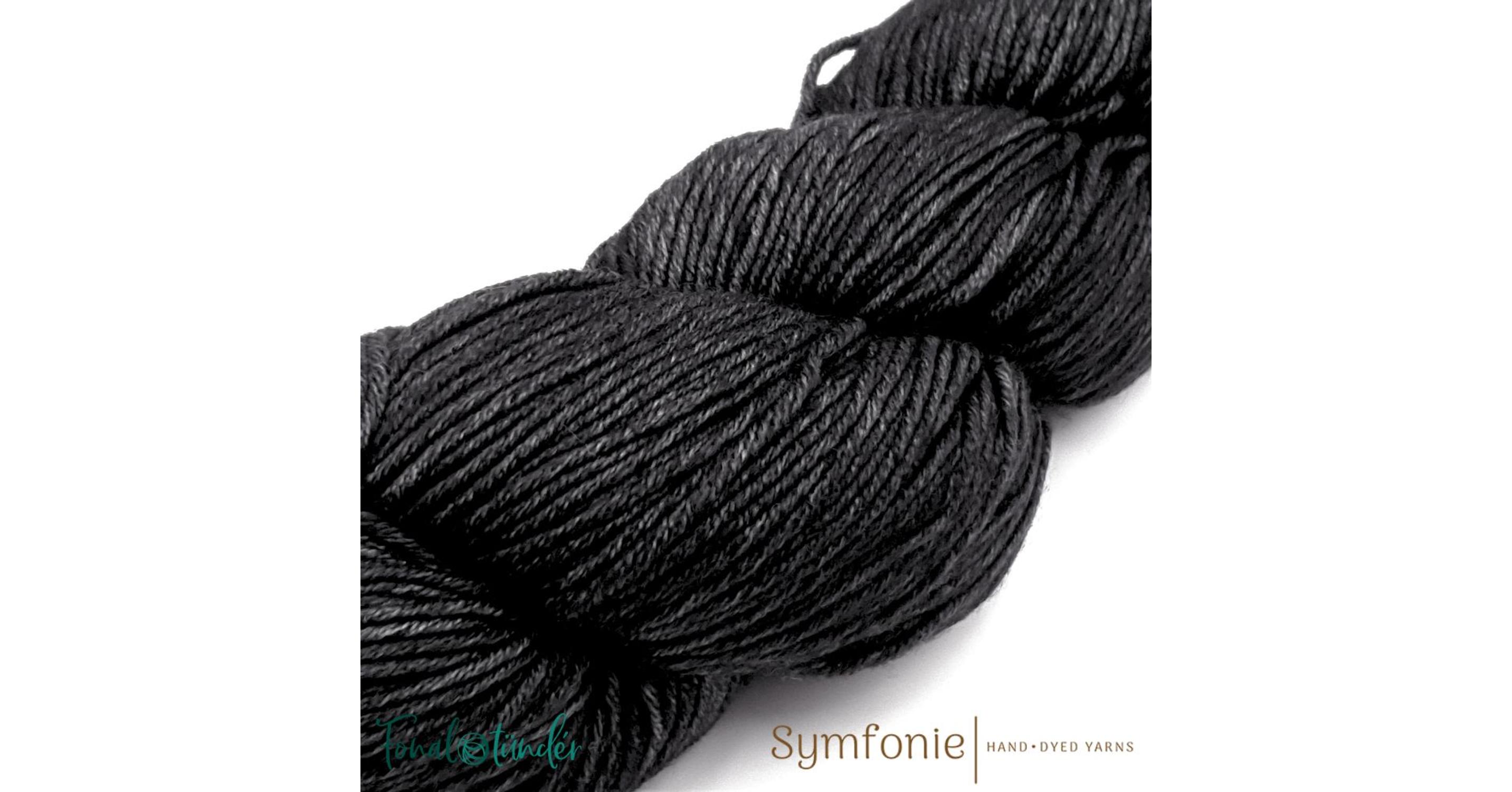 Symfonie Viva 1019 Black Pepper - mély fekete kézzel festett gyapjú fonal