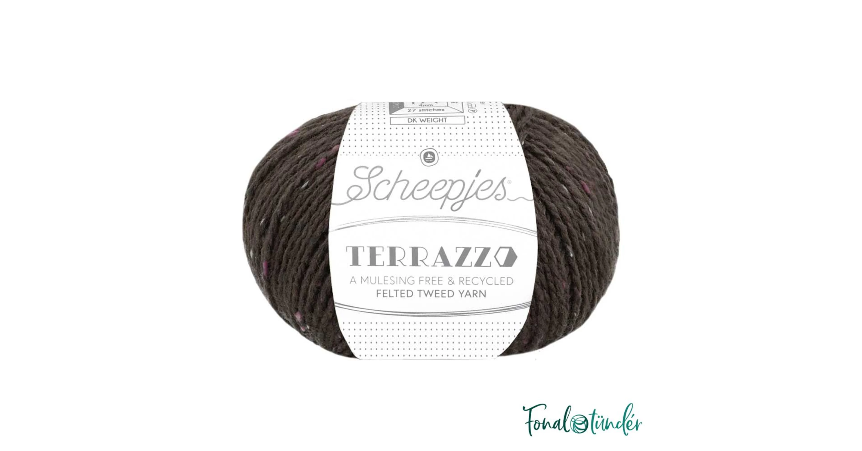 Scheepjes Terrazzo 750 Liquirizia - medvecukor barna öko tweed gyapjú fonal