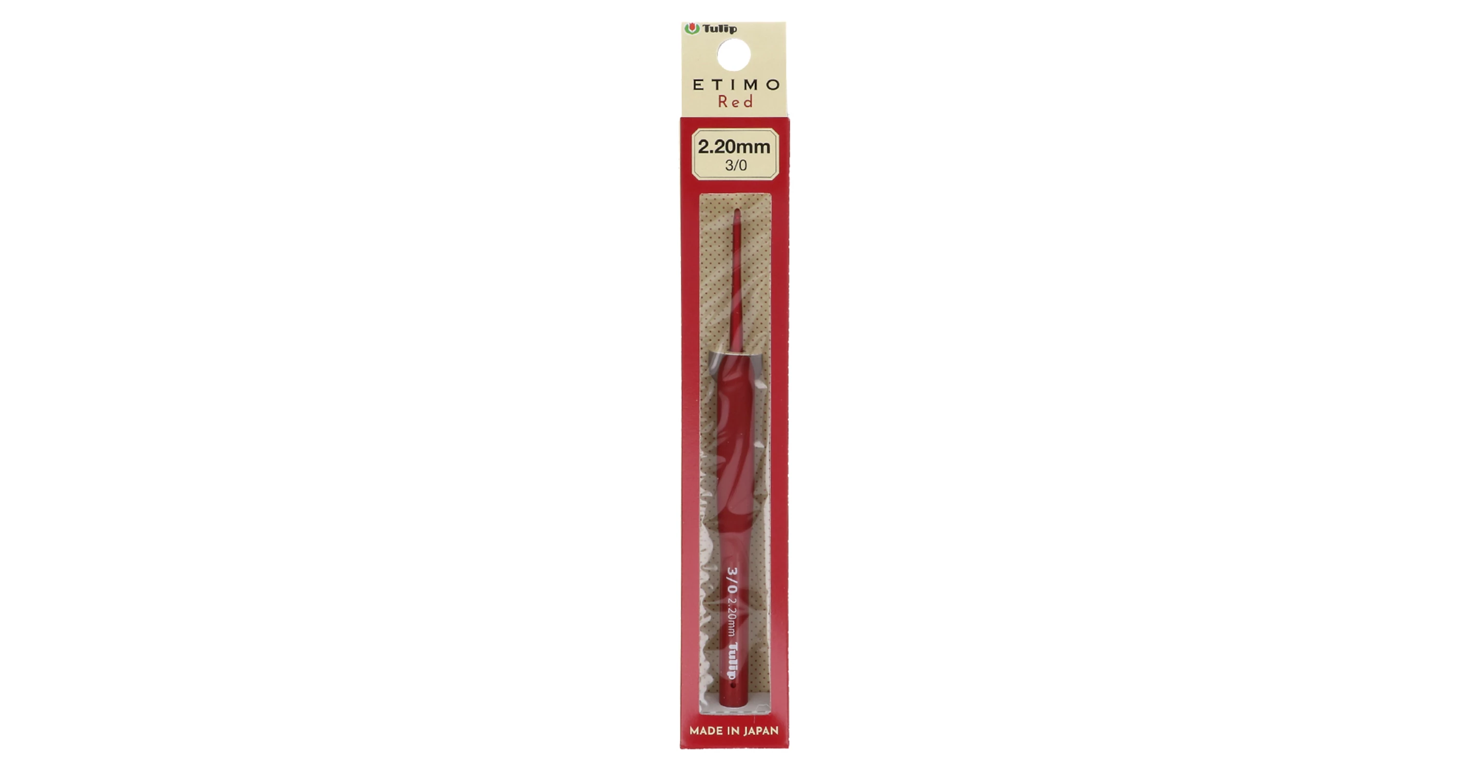Tulip Etimo Red - 2.2 mm - vékony ergonomikus matt piros japán horgolótű