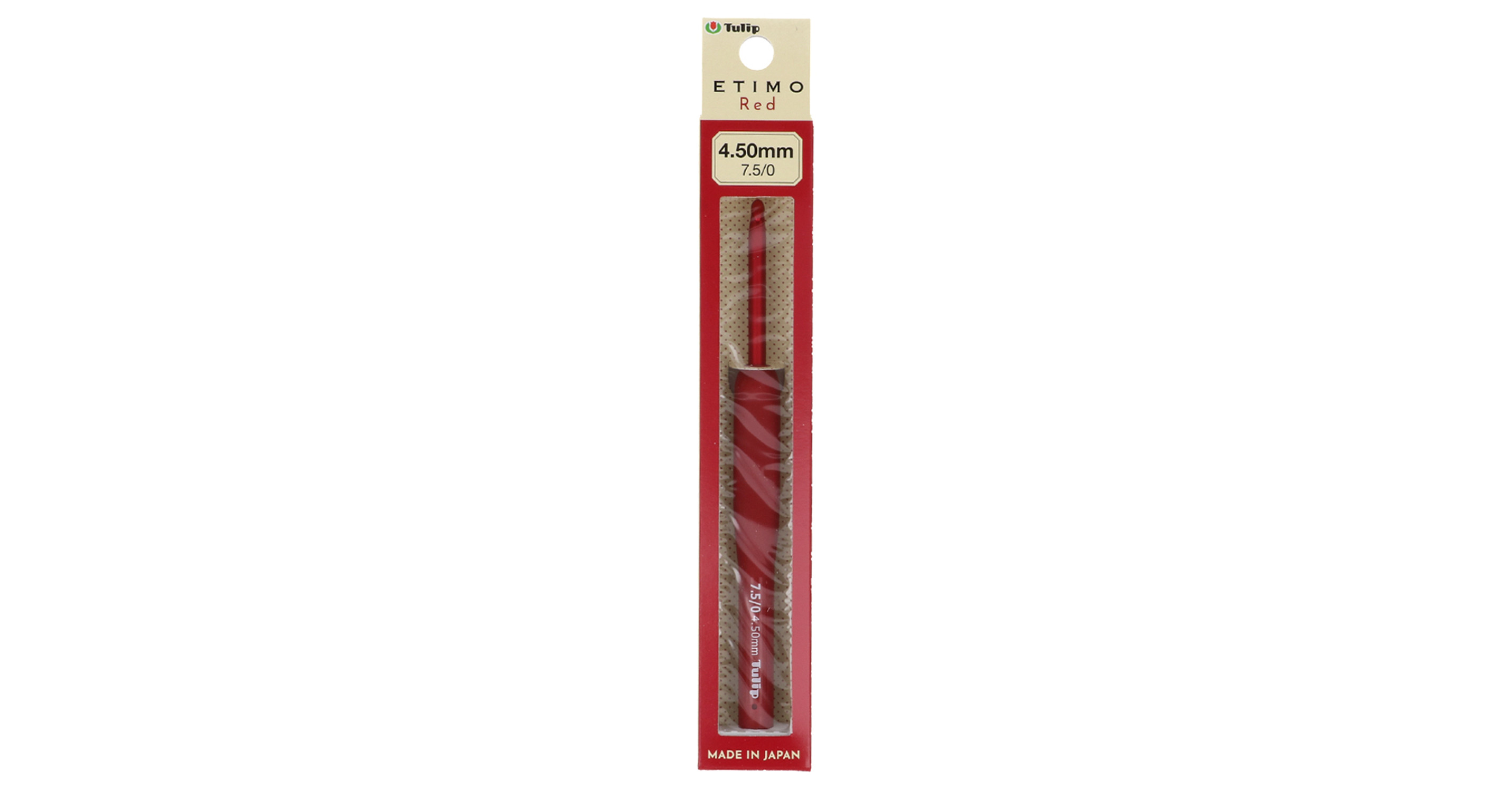 Tulip Etimo Red - 4.5 mm - vékony ergonomikus matt piros japán horgolótű